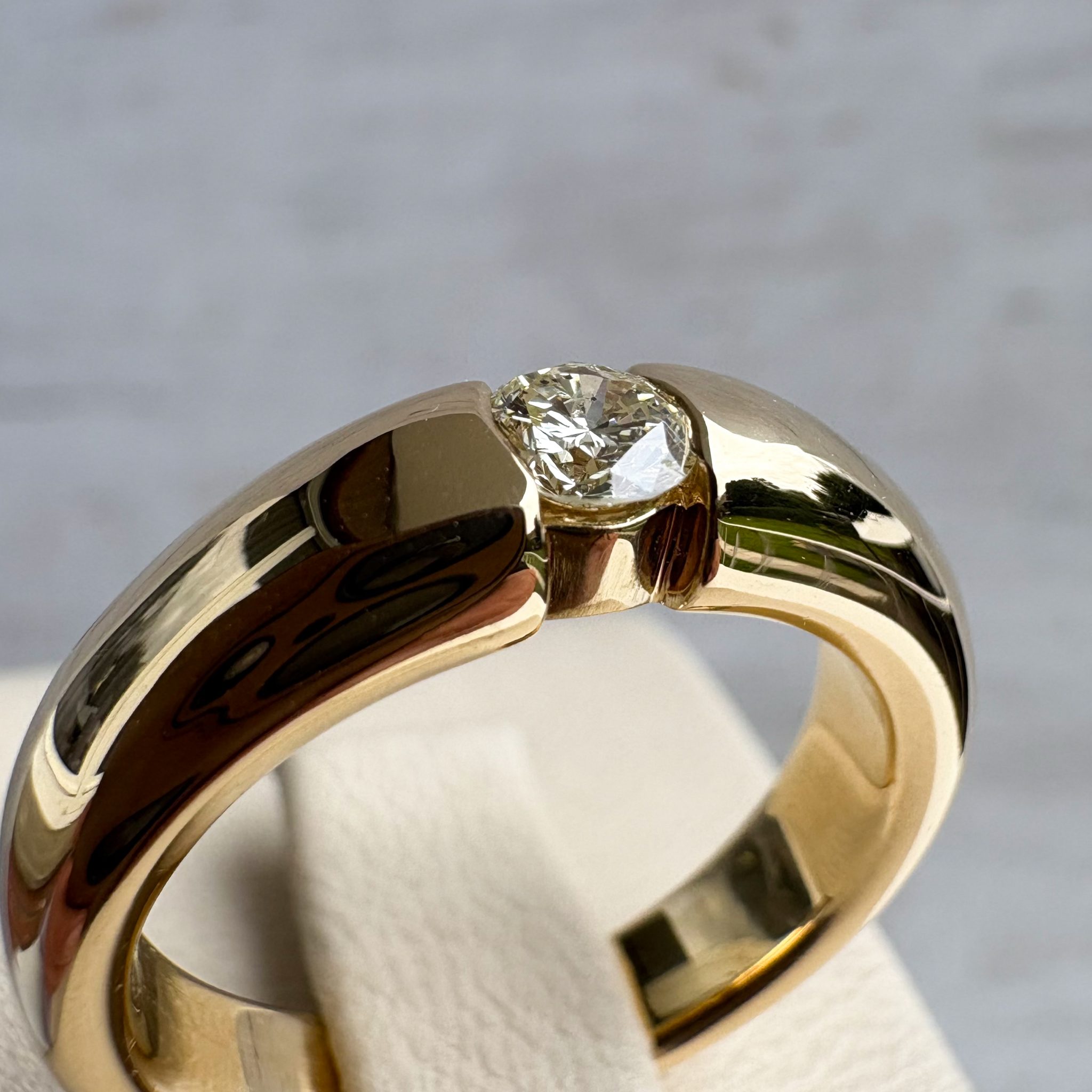 Gold ring 18k 750 with diamonds 0.25 ct yellow gold 17.5 mm Ladies ring ...